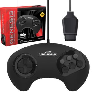 retro-bit big6 controller pad for sega genesis - original port - black