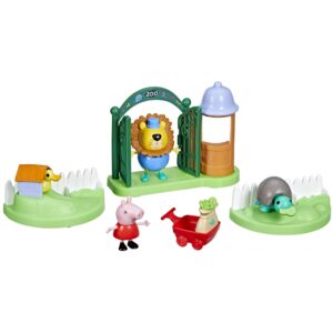 peppa pig toys peppa's day at the zoo playset, 2 figures and 6 themed accessories, 3-inch scale preschool toy for kids ages 3 and up