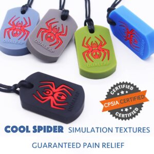 Xtra Tough Spider Sensory Chew Necklace for Kids (5 Pack) - Chewing Necklace Teething Teether Necklace Chew Toys - Designed for Chewing, Autism Sensory Teether Toy (Moderate & Aggressive Chewer)