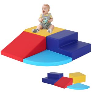 qxznby 4-piece lightweight foam corner climber, indoor climbing toys for toddlers 1-3, safe crawl and climb foam playset, colorful soft play equipment for preschools child development, cm