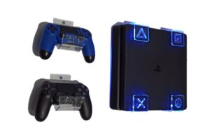 wall mount for ps4 playstation 4 with multicolor led lighting kit + 2 control mount (ps4 pro)