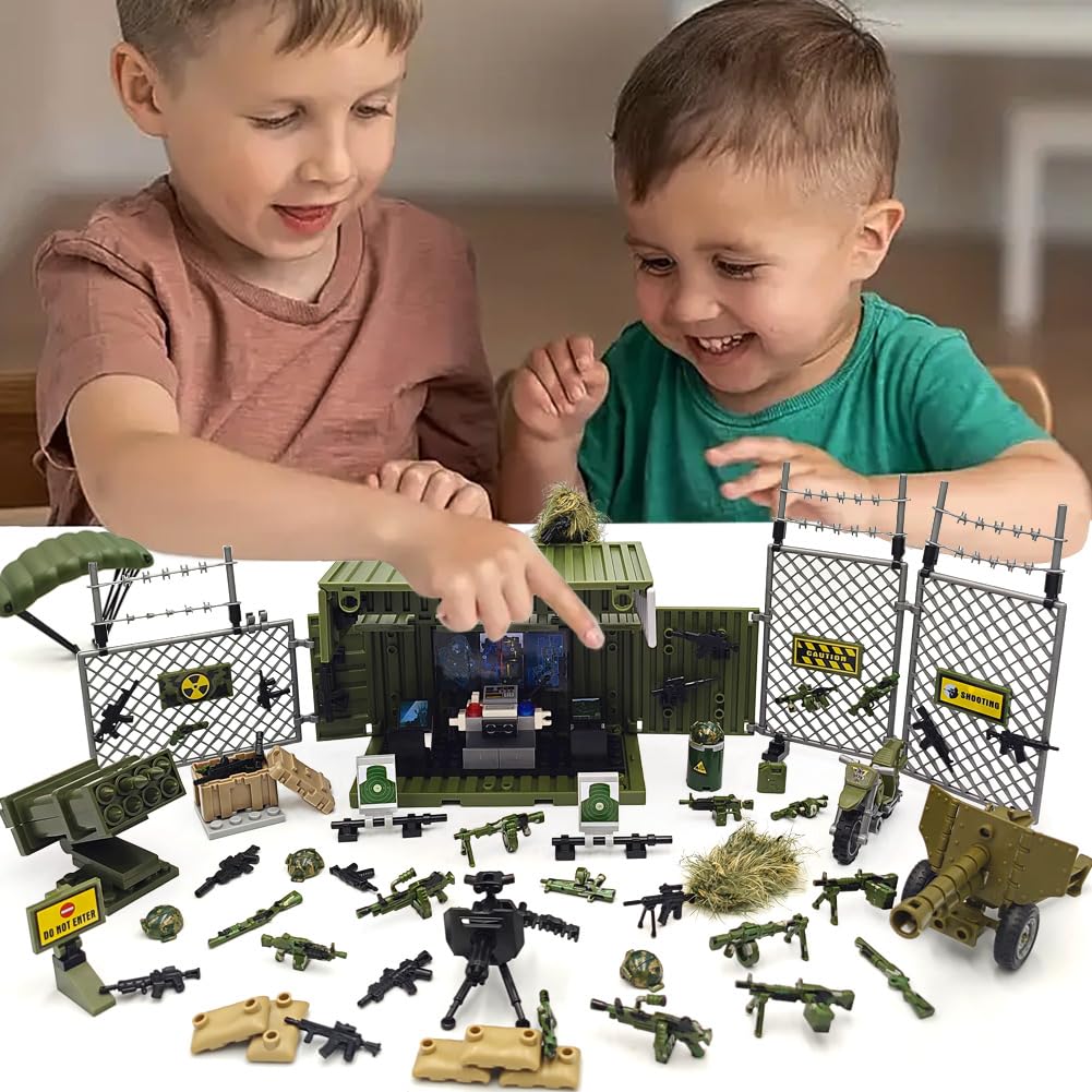 ZHX WW2 Army Military Guns Weapons and Armor Toy Thunder Containers Command Operations Building Block Toy Battle Sets for Kids