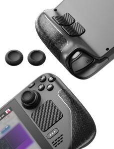 jsaux skin stickers set compatible for steam deck/steam deck oled, steam deck anti-slip grip stickers, steam deck touchpad protector, steam deck thumb grip caps, touch front & back protector set