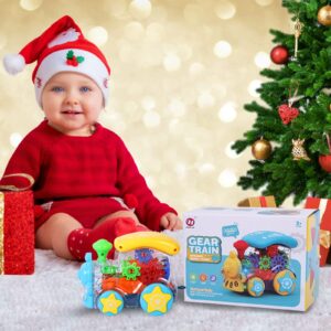 dmsbuy Baby Musical Toys Crawling Train: Tummy Time Interactive Learning Development Crawl Toy with LED Light Up for Boys Girls Automatically Avoid Obstacles 3+ Year Old