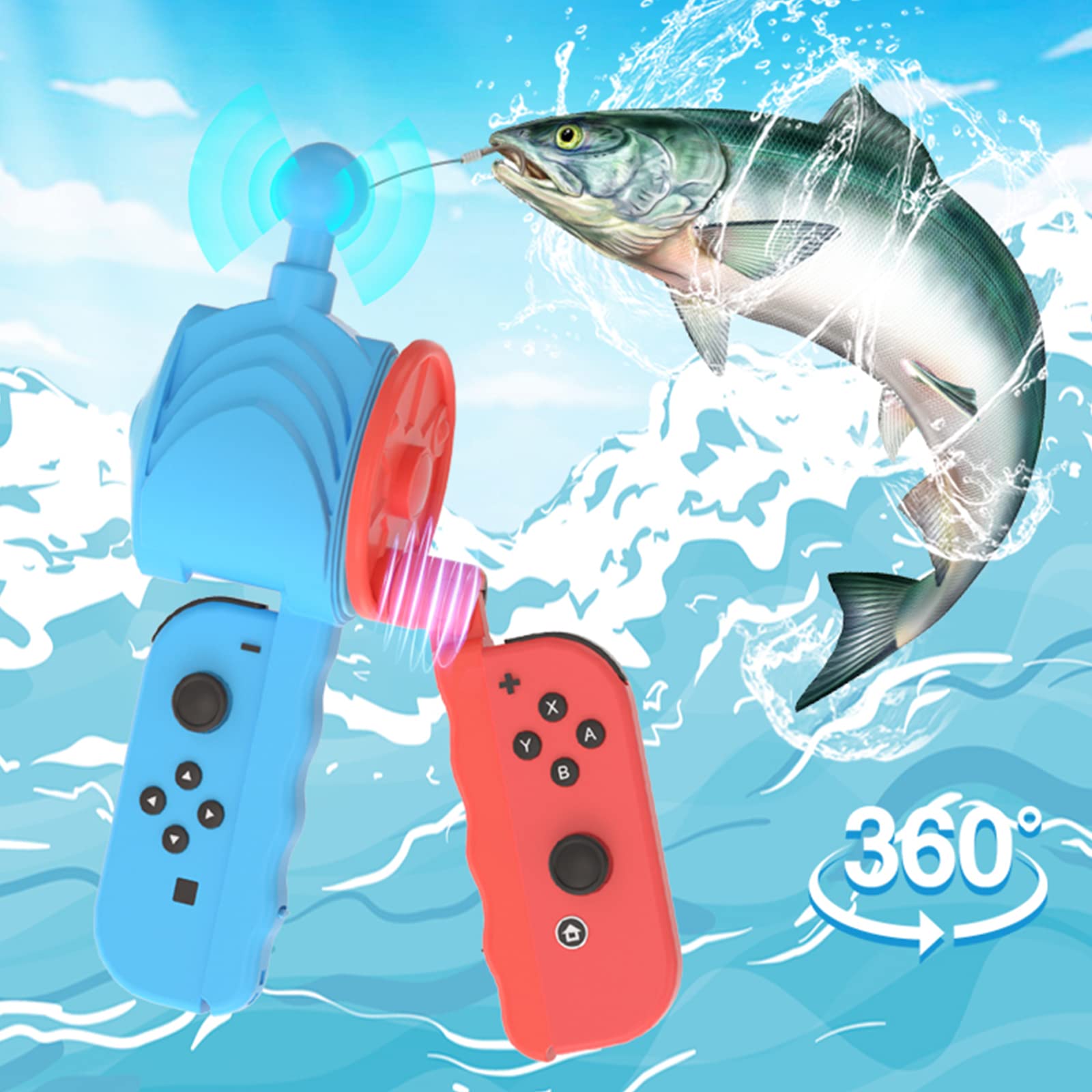 HEATFUN Switch Fishing Rod Compatible with Nintendo Switch Joy Con, Switch Fishing Accessories for Nintendo Switch Fishing Games