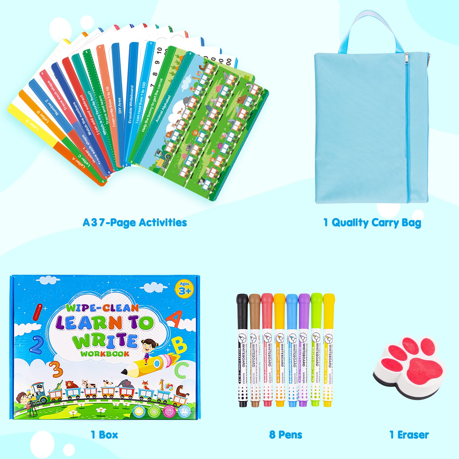 Toddlers Toys for 3+ 4 5 6 7 8 Year Old Boys Girls - Handwriting Practice Books Kindergarten Workbooks - Montessori Learning Toys for Kids Ages 3-4 4-8 5-7, Birthday Gifts Back to School Book Supplies