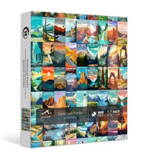 National Parks Puzzle for Adults 1000 Pieces, Travel Poster Landscape Puzzle Including Zion Yellowstone Yosemite, Nature Jigsaw Puzzles Scenery Mountain Scene