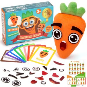 giftamaz social emotional learning toys - big feelings carrot social emotional games for kids - 26 facial expressions, 10 educational flashcard - preschool learning activities birthday for kid 3-6