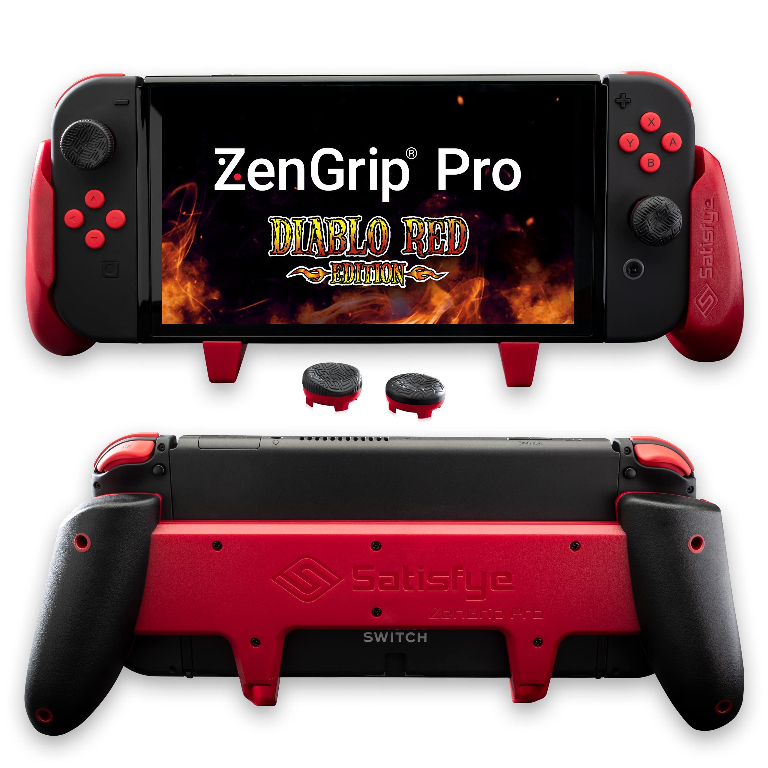 Satisfye - ZenGrip Pro Gen 3 OLED, a Switch Grip Compatible with Nintendo Switch - Comfortable & Ergonomic Grip, Joy Con & Switch Control. #1 Switch Accessories Designed for Gamers (Red)