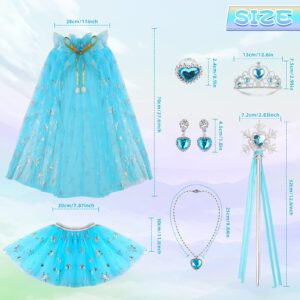 BesJonie Princess Dresses for Girls,Princess Dress Up Clothes Cape Skirt Toys for 3 4 5 6 Year Old Girl Birthday Gift Ideas (Blue Snowflake)