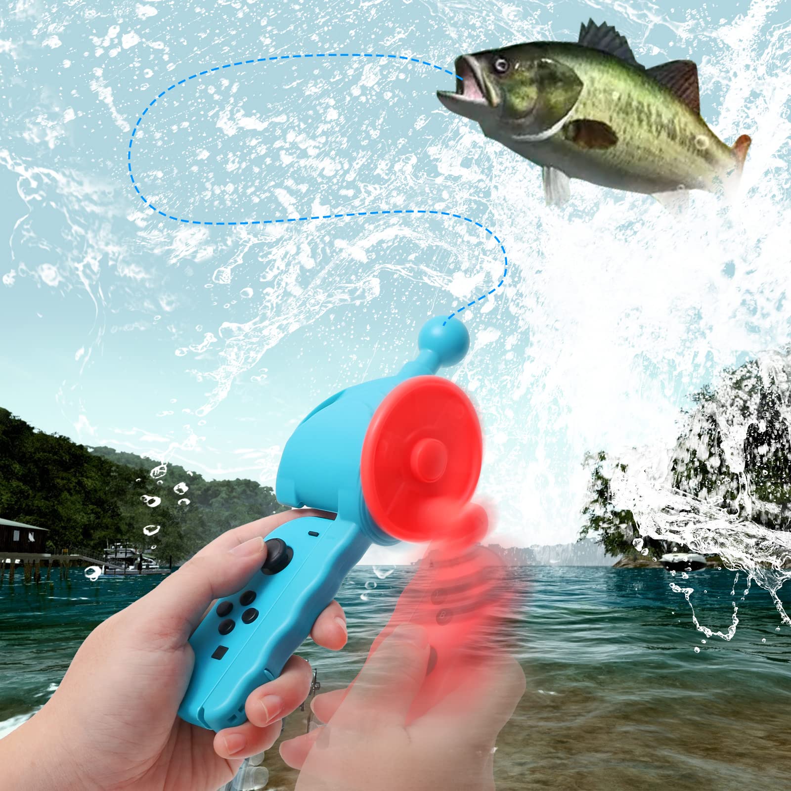 HEATFUN Switch Fishing Rod Compatible with Nintendo Switch Joy Con, Switch Fishing Accessories for Nintendo Switch Fishing Games