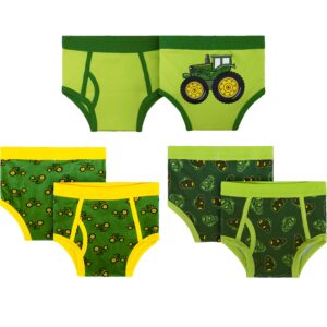 john deere boys' toddler child underwear brief, green lime green dark green, 4t-5t