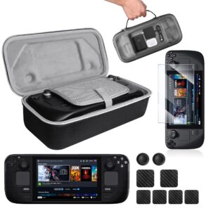 [11 in 1] benazcap carrying case compatible with steam deck/steam deck oled, accessories kit with hard shell travel carry case, screen protector, silicon protective case,thumb grip cap and more