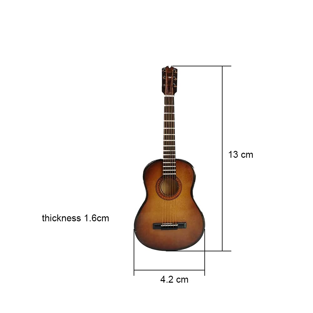 ALANO Mini Guitar model, Wooden Decorative Ornament, Mini Musical Ornament with leather case (13cm)（G-C-13-S）