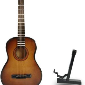 ALANO Mini Guitar model, Wooden Decorative Ornament, Mini Musical Ornament with leather case (13cm)（G-C-13-S）