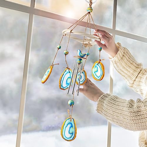 EDUMAN Make Your Own Clay Geodes Wind Chime for Home Garden Decoration, Arts and Crafts for Kids Ages 8-12, Wind Chime Craft Kit for Kids Learning & Educational Project Birthday Gifts for Boys & Girls