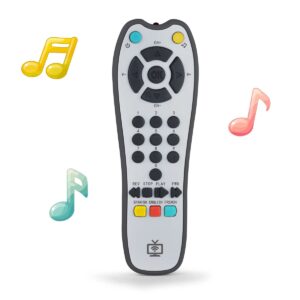 kids musical tv remote control toy with soft light and sound, adjustable volume early education learning remote toy with english,french,spanish gift toy for 6 months+ toddlers boys or girls