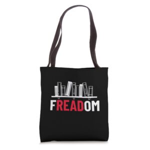 freadom - i read banned books - banned books week librarian tote bag