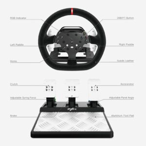 PXN Force Feedback PC Racing Wheel, 270/900 Degree V10 Driving Gaming Steering Wheel with 3 Pedals and 6+1 Shifter for Windows PC, PS4, Computer, Multi-Platform, Plug and Play