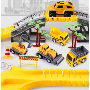 234 Pcs Engineering Rail Car,Construction Race Tracks for Kids Toys, 2 Electric Toy Cars,3 Construction Cars, DIY Collage Flexible Track Toys Set, Kids Gifts for 3-8 Year Old Boys and Girls Toys