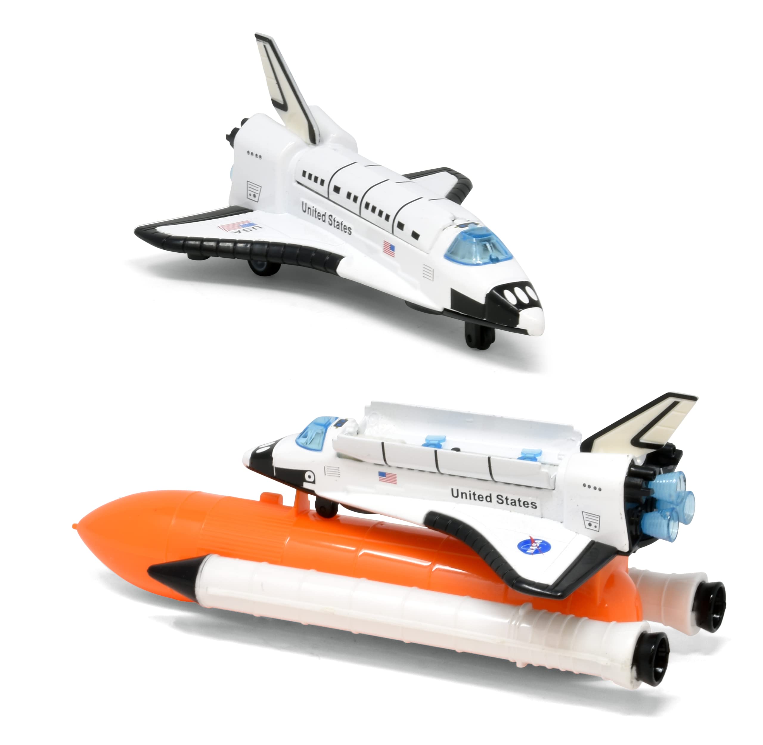 Number 1 In Service NASA Space Shuttle Toy for Kids Pretend Play 2 Piece Set Rocket Ship with Lights and Sound Diecast Spaceship for Boys Girls Toddlers