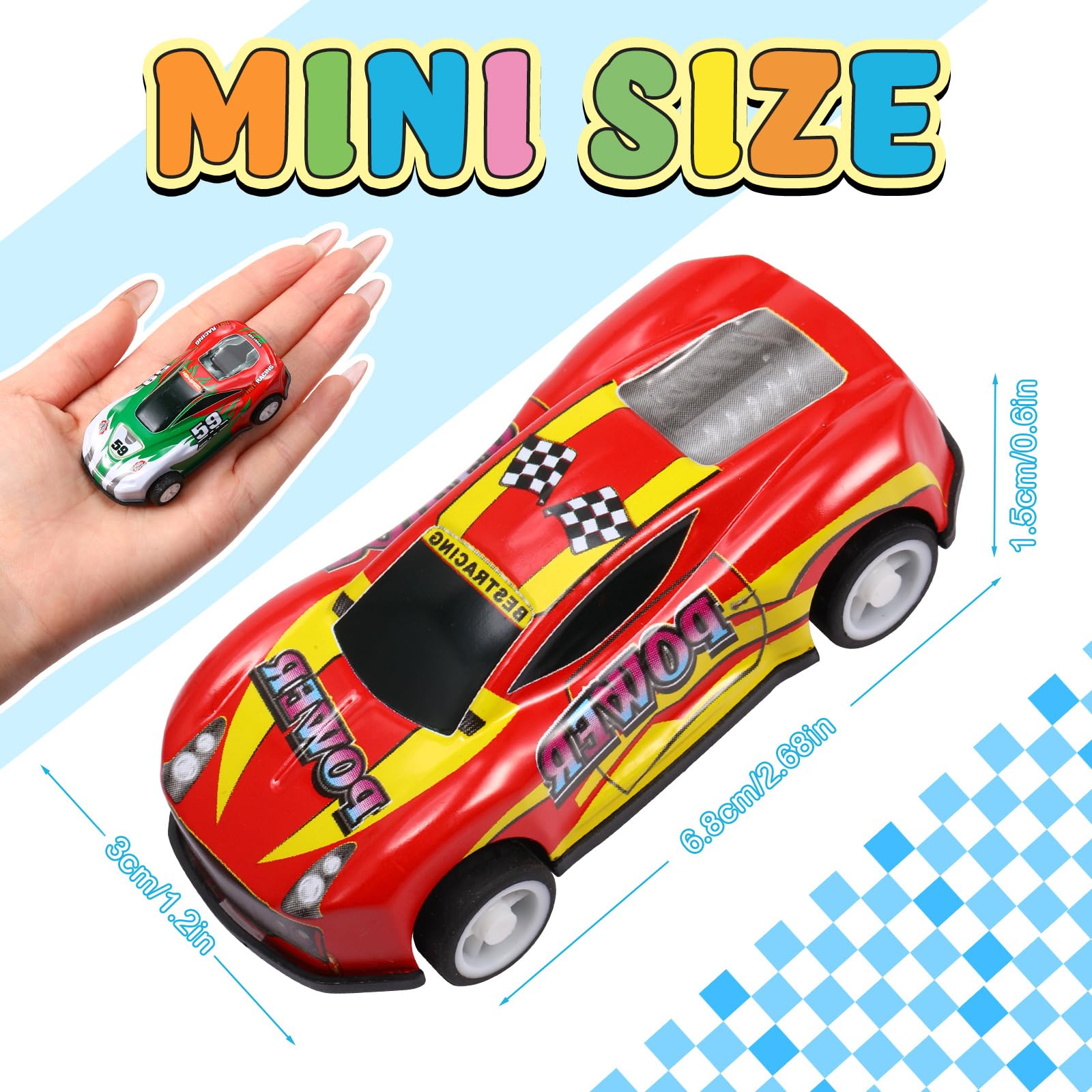 Vinsot 60pcs Pull Back Toy Cars, Mini Die Cast Race Cars Vehicles Bulk, Party Favors Car Toys, Treasure Box Toys Goodie Bag Stuffers, Christmas Birthday Party Gift for Kids Girls Boys(Style A)