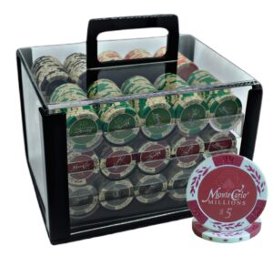 600pcs 13.5g monte carlo millions poker chips set with heavy duty acrylic case & chips trays