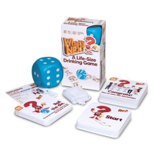 m&j games what's next? a life-size drinking game, party lover's board game, hilarious activity for adult gatherings, floor game to get celebrations started, ages 21+, 25 action tiles, giant foam die