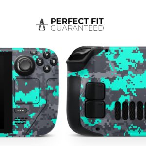 Design Skinz - Compatible with Steam Deck - Skin Decal Protective Scratch-Resistant Removable Vinyl Wrap Cover - Bright Teal and Gray Digital Camouflage