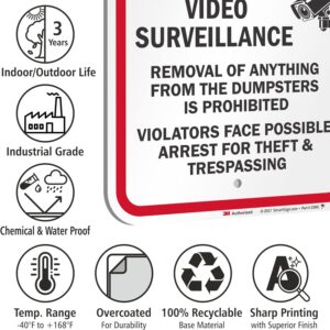 SmartSign 18 x 12 inch “No Dumpster Diving - Area Under Video Surveillance” Sign, 63 mil Aluminum, 3M Laminated Engineer Grade Reflective Material, Red, White and Black, Made in USA