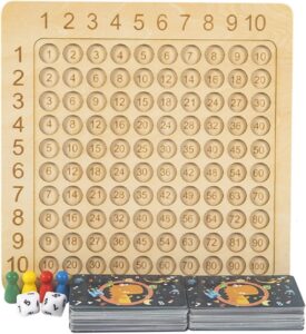 wooden 9x9 math games for kids 8-12, kingmall montessori multiplication board game wooden multiplication board, educational preschool counting tools for kids over 3 years old