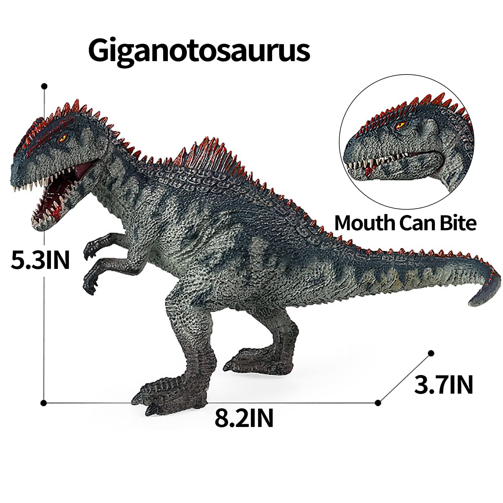 Giganotosaurus Action Figure with Eating Feature, 9 in Collection Dino Toys for Boys and Girls, Realistic Dinosaur Toys for Kids 3-5 Party Favors, Birthday Gifts (Movable Mouth)