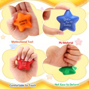 48 Pcs Motivational Star Stress Balls 2.2 Inch Stress Relief Ball with Quotes Colorful Foam Ball Inspirational Hand Exercise Toys for Relieve Anxiety Party School Carnival Reward (Bright Color)