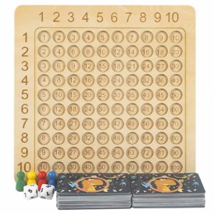 hubgfril wooden math multiplication board montessori children counting toy math table board game educational preschool counting toys for kids over 3 years old (1pc)