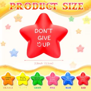 48 Pcs Motivational Star Stress Balls 2.2 Inch Stress Relief Ball with Quotes Colorful Foam Ball Inspirational Hand Exercise Toys for Relieve Anxiety Party School Carnival Reward (Bright Color)