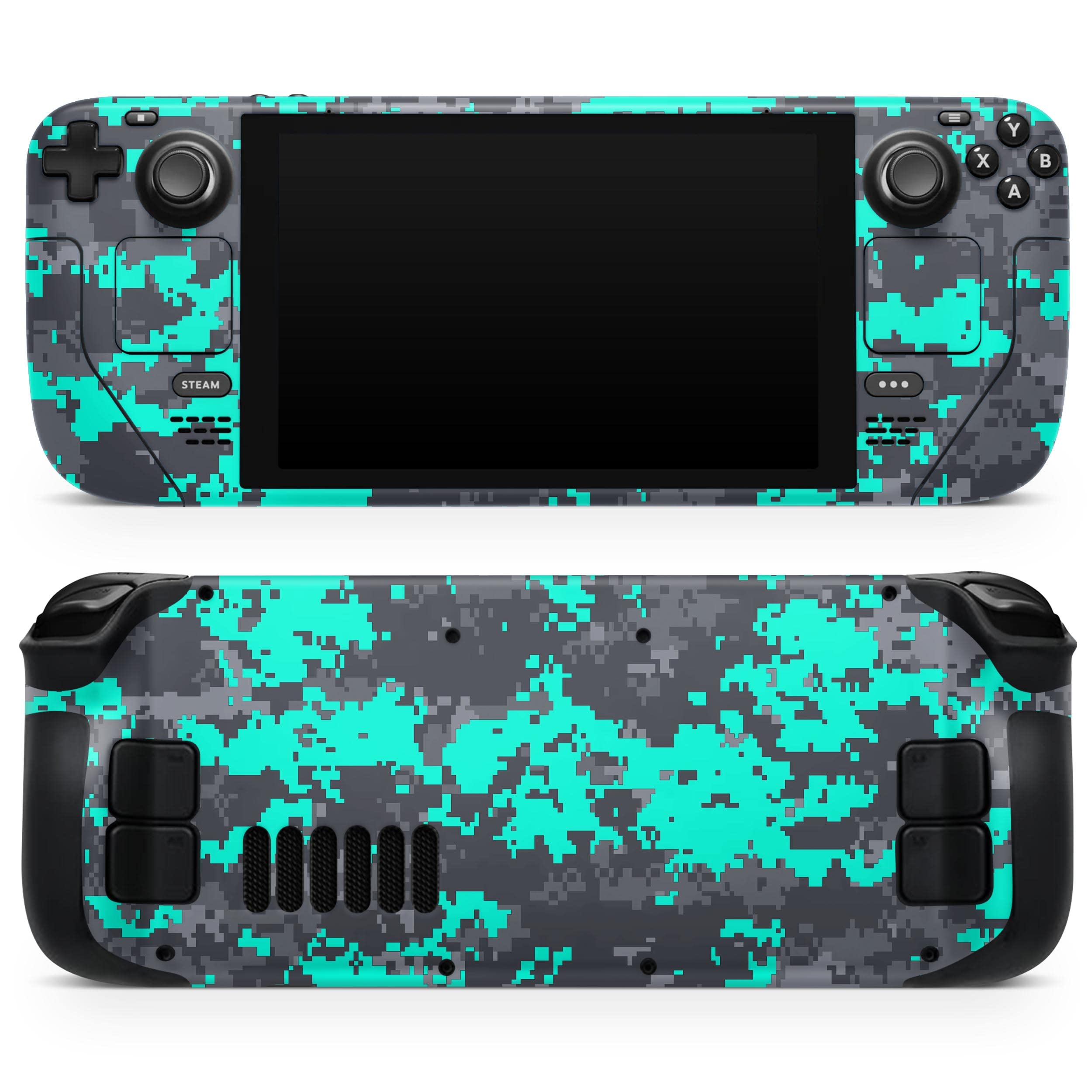 Design Skinz - Compatible with Steam Deck - Skin Decal Protective Scratch-Resistant Removable Vinyl Wrap Cover - Bright Teal and Gray Digital Camouflage