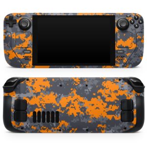 design skinz - compatible with steam deck - skin decal protective scratch-resistant removable vinyl wrap cover - bright orange and gray digital camouflage