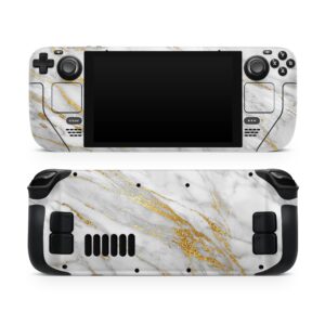 Design Skinz - Compatible with Steam Deck - Skin Decal Protective Scratch-Resistant Removable Vinyl Wrap Cover - Marble & Digital Gold Foil V4