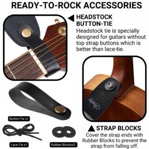 Amumu Guitar Strap Brown Diamond Grill Retro Chevron Polyester Woven for Acoustic Electric Bass Guitars with Genuine Leather Ends + Free Rubber Strap Blocks & Headstock Tie