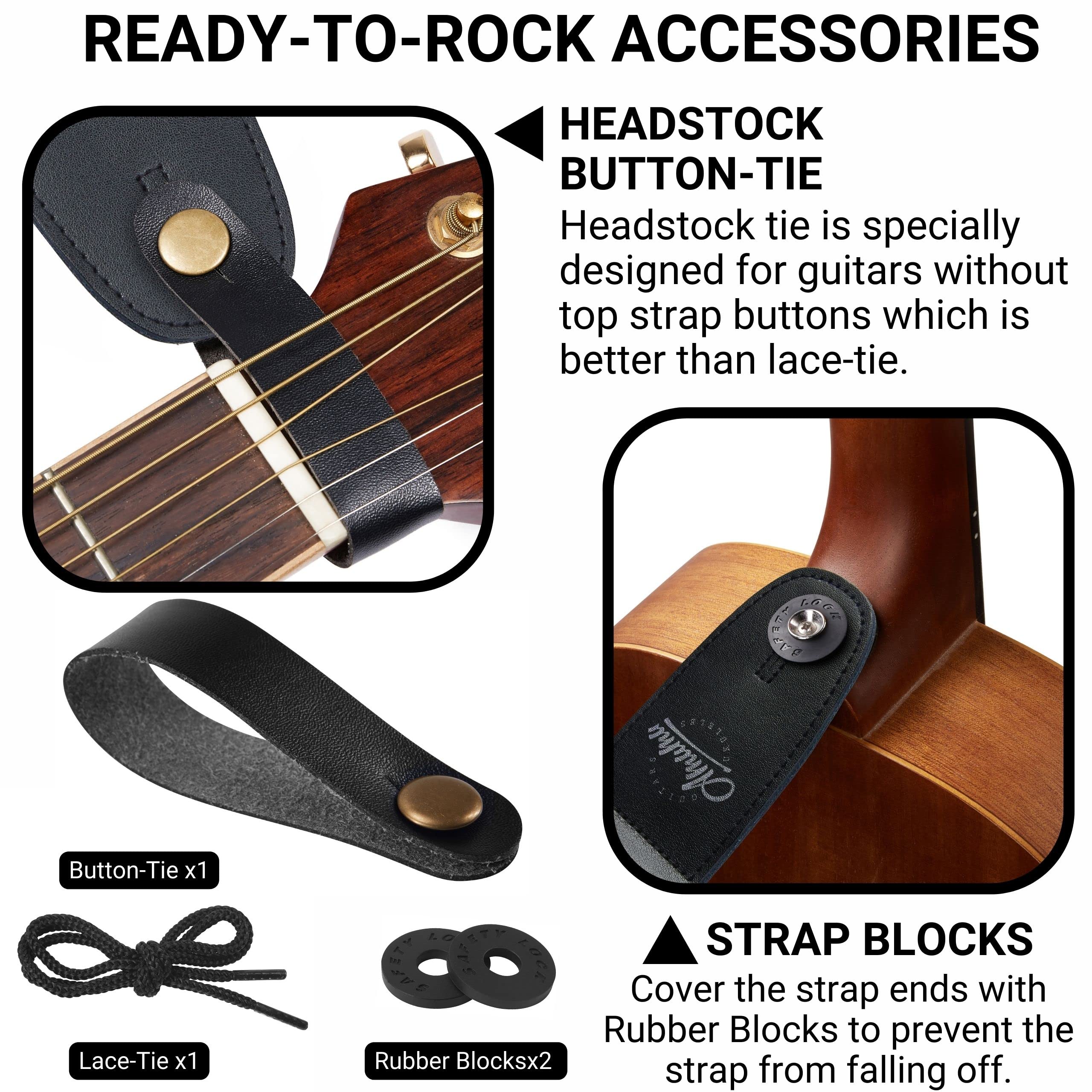 Amumu Guitar Strap Brown Diamond Grill Retro Chevron Polyester Woven for Acoustic Electric Bass Guitars with Genuine Leather Ends + Free Rubber Strap Blocks & Headstock Tie