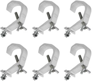 6 pack stage light clamp, aluminum alloy truss clamp, stage light clamp hook for dj lighting par lights spot lights, fit for 1.18-1.96 inch od pipe, max load 33 lbs