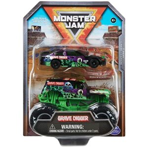 monster jam official 1:64 scale diecast 2-pack monster truck and race car: grave digger