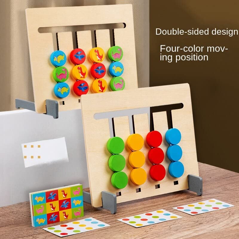 Y YTONGSOON Four-Color Dinosaur Animal Logic Game Double-Sided Wooden Montessori Enlightenment AIDS Children's Educational Toys