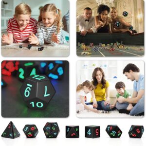 Shake to Light Up LED Dice,7 Pieces Glowing Dice Set with Charging Box,USB Port Charging,for Dungeons and Dragons RPG Table Games,Role Playing Table Games,RPG Polyhedral Dice Set