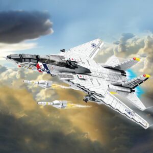 HI-REEKE F-14 Jet Fighter Plane Tomcat Military Building Set for Adult, Army Model Jet Fighter Plane 1:34-1600 PCS