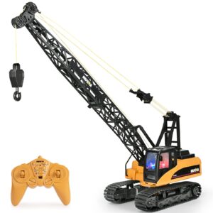 kidsfaves 15 channel remote control crane toy,proffesional series,1:14 scale-rechargeable battery rc construction toy crane-heavy duty metal hook, with lights sounds for boys & girls 8-12