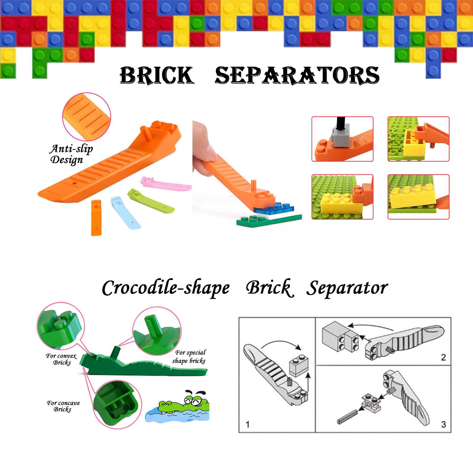 SIOYTOER Building Blocks Tool Kit Brick Separator Tools Compatible with Lego &Technic Mini Blocks Tool Set Multi-Functional Hammer Pliers Tweezers Finger Protectors with Tin Box (Pink)