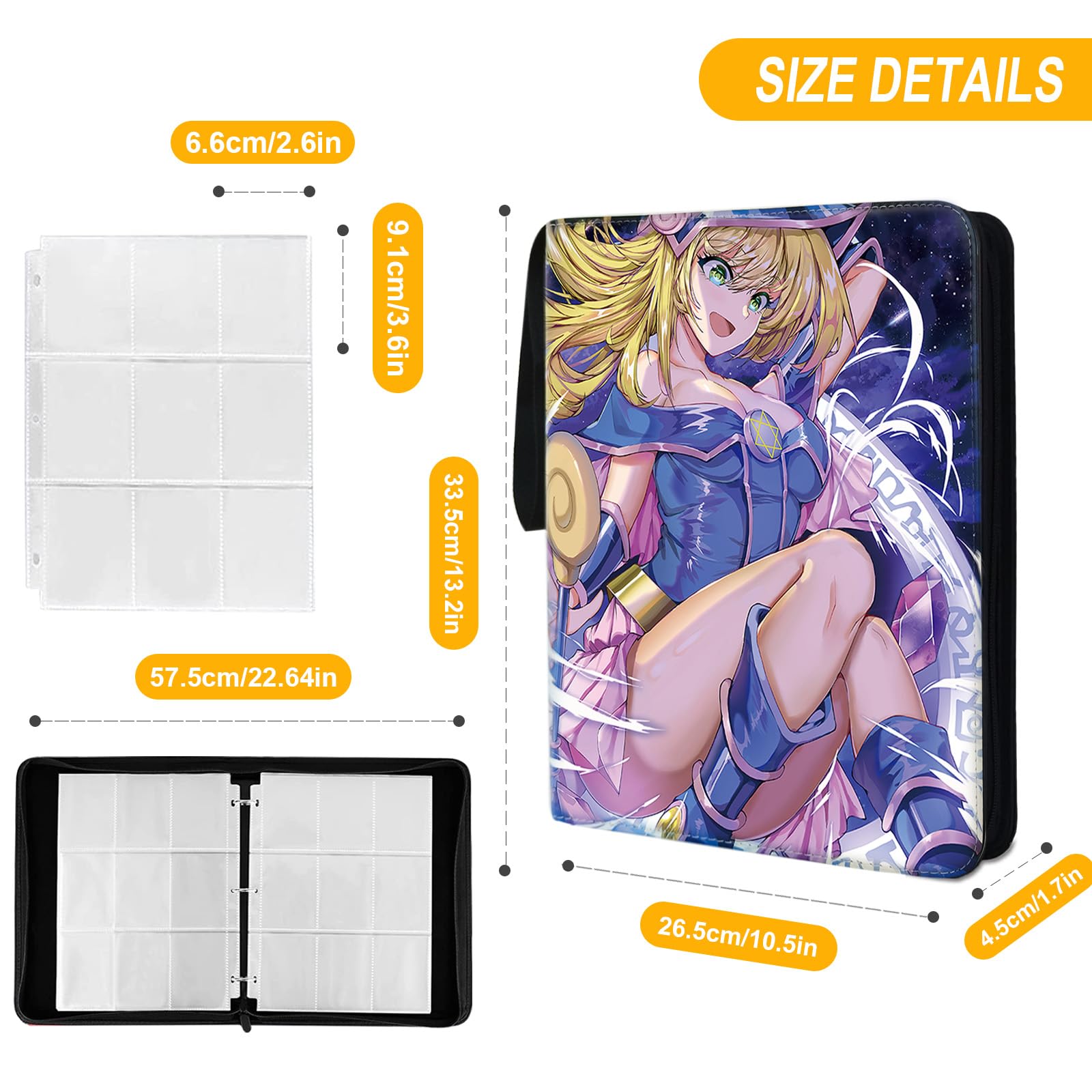 sabermaster Trading YGO Card Binder, Fits 900 Cards Card Collector Album Holder,with 50 Removable Sleeves Toys Gifts for Boys Girls