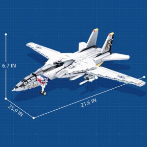 HI-REEKE F-14 Jet Fighter Plane Tomcat Military Building Set for Adult, Army Model Jet Fighter Plane 1:34-1600 PCS