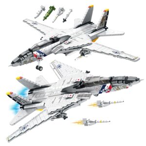 hi-reeke f-14 jet fighter plane tomcat military building set for adult, army model jet fighter plane 1:34-1600 pcs